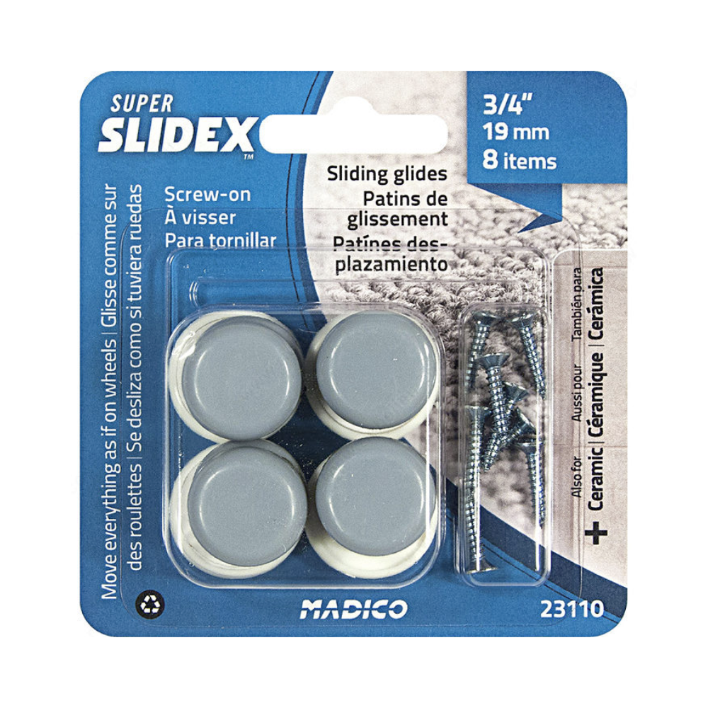 Super Slidex 3/4" Heavy-Duty Grey Round Ultra-Sliding Glides – United ...