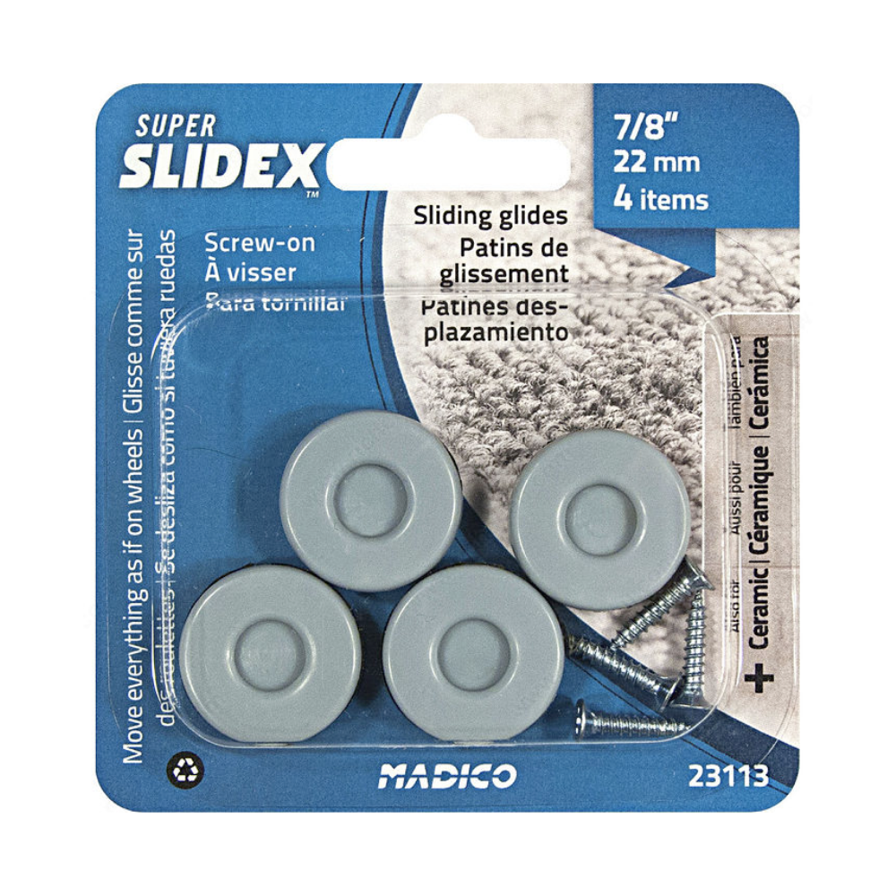 Super Slidex 7/8" Heavy-Duty Grey Round Ultra-Sliding Glides – United ...