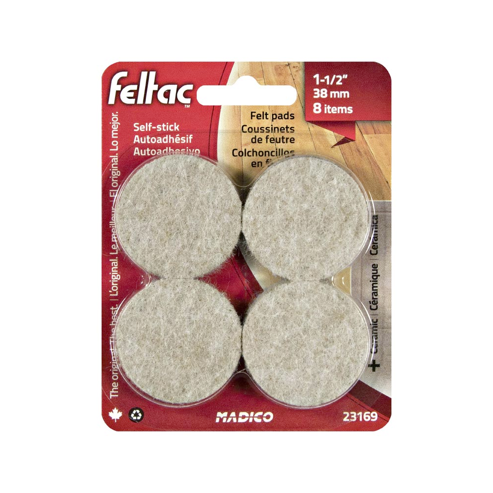 Feltac 1 1/2" Heavy-Duty Round Felt Pads – United Floors Courtenay
